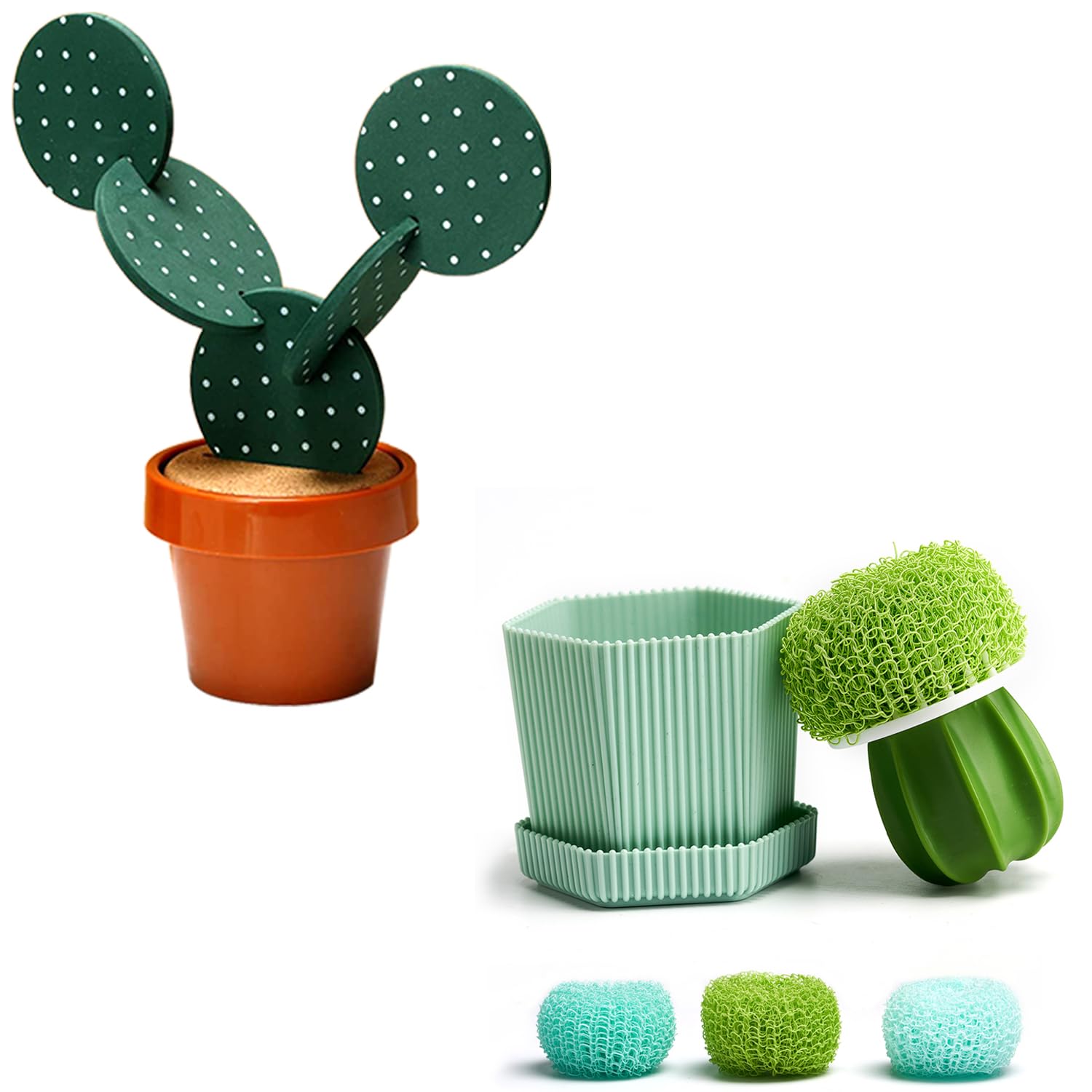 Amazon.com: Cactus Coasters Set and Cactus Brush : Home & Kitchen