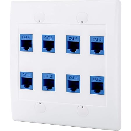 Amazon.com: BUPLDET 8 Port Ethernet Wall Plate - Double Gang Cat6 RJ45 ...
