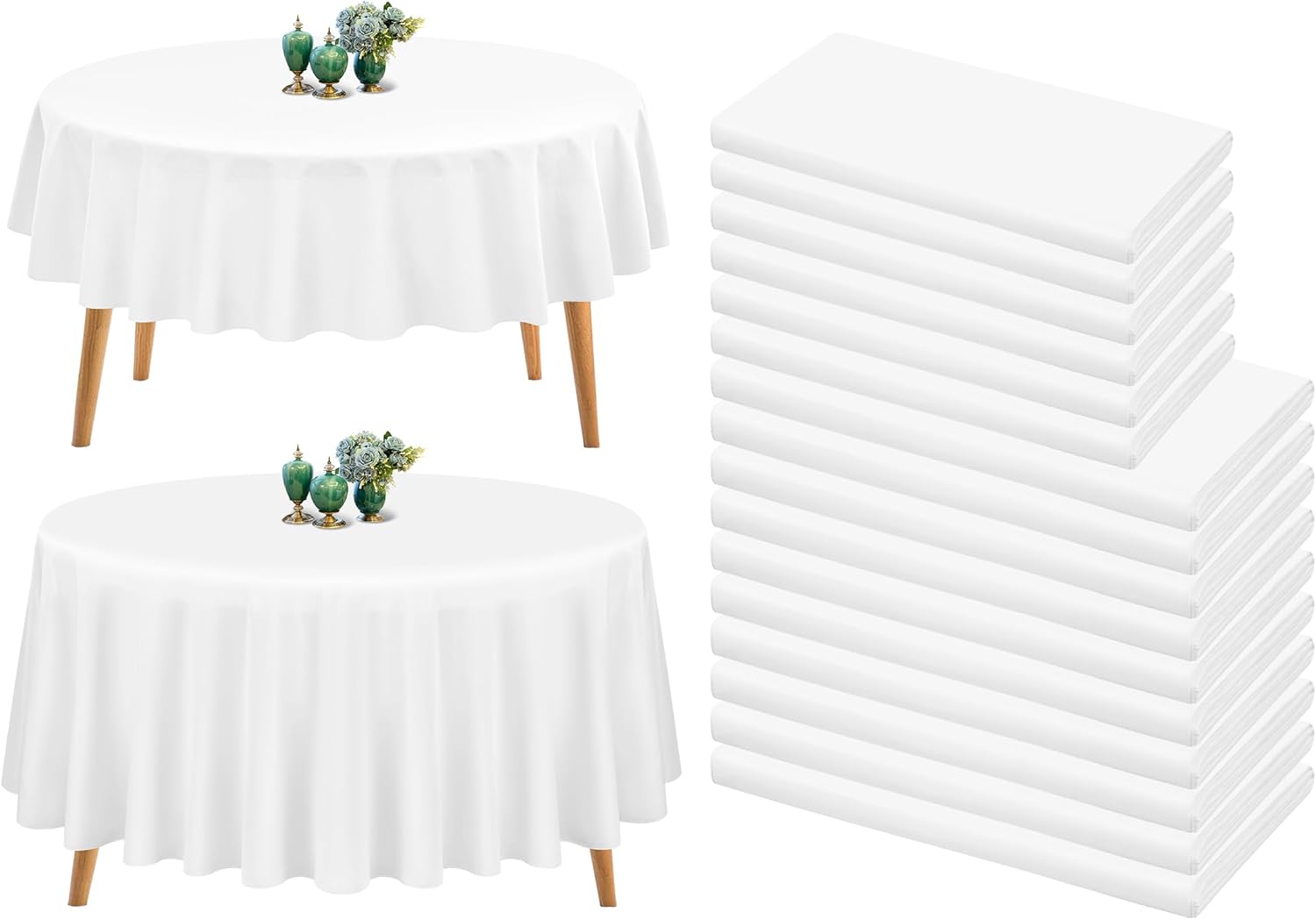 Amazon.com: Showgeous 16 Pack White Round Tablecloth Polyester ...