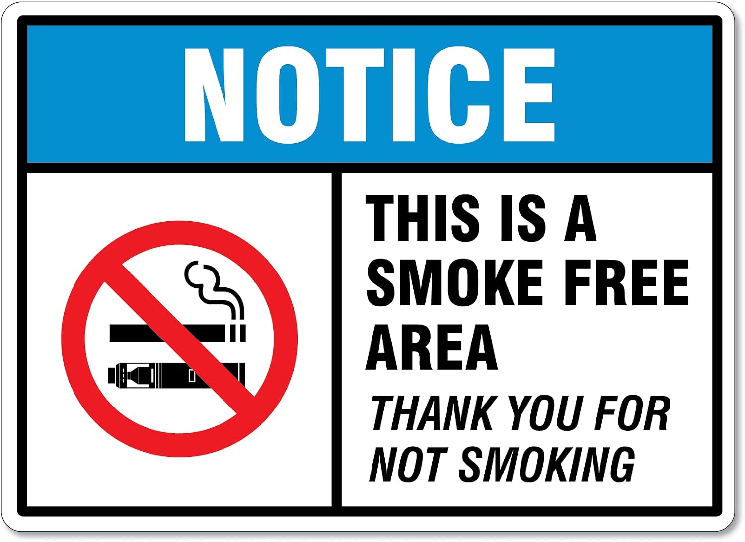Amazon.com: Notice This Is A Smoke Free Area Sign Hygiene Signs No ...