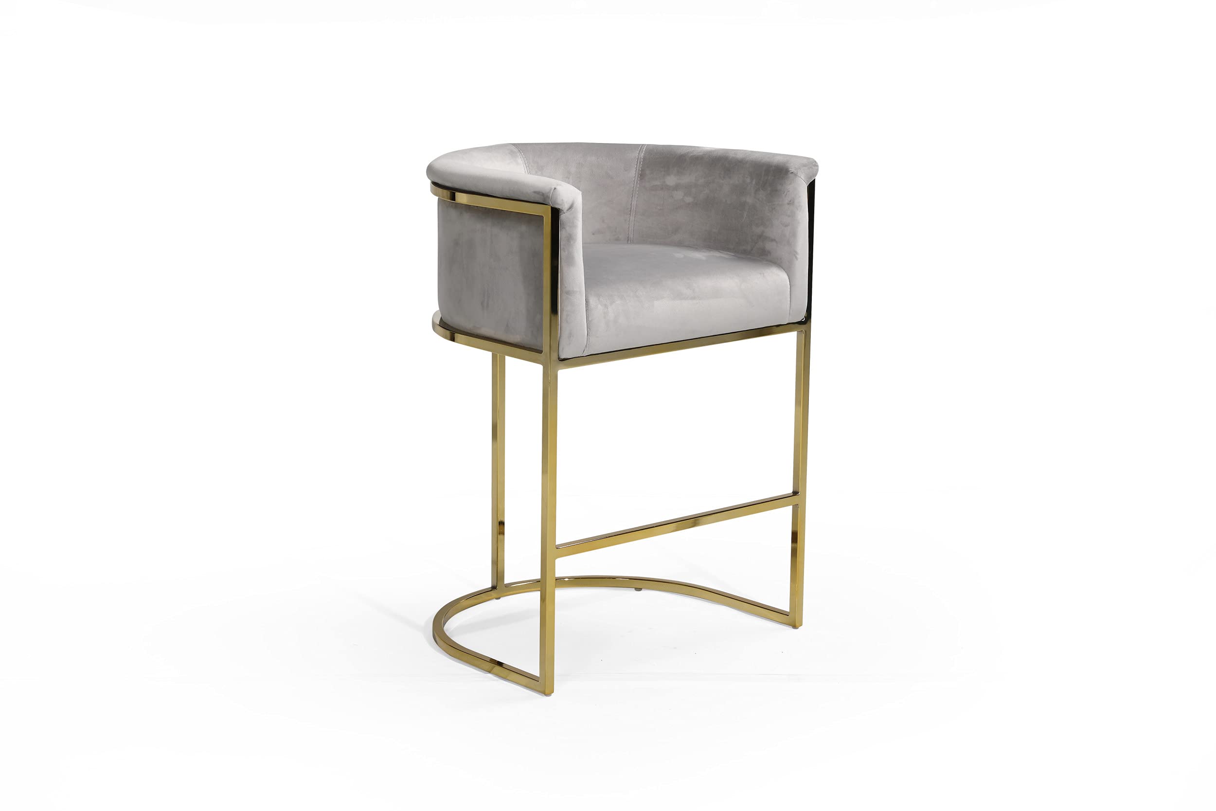 Iconic Home Finley Counter Stool Chair Velvet Upholstered Rolled ...