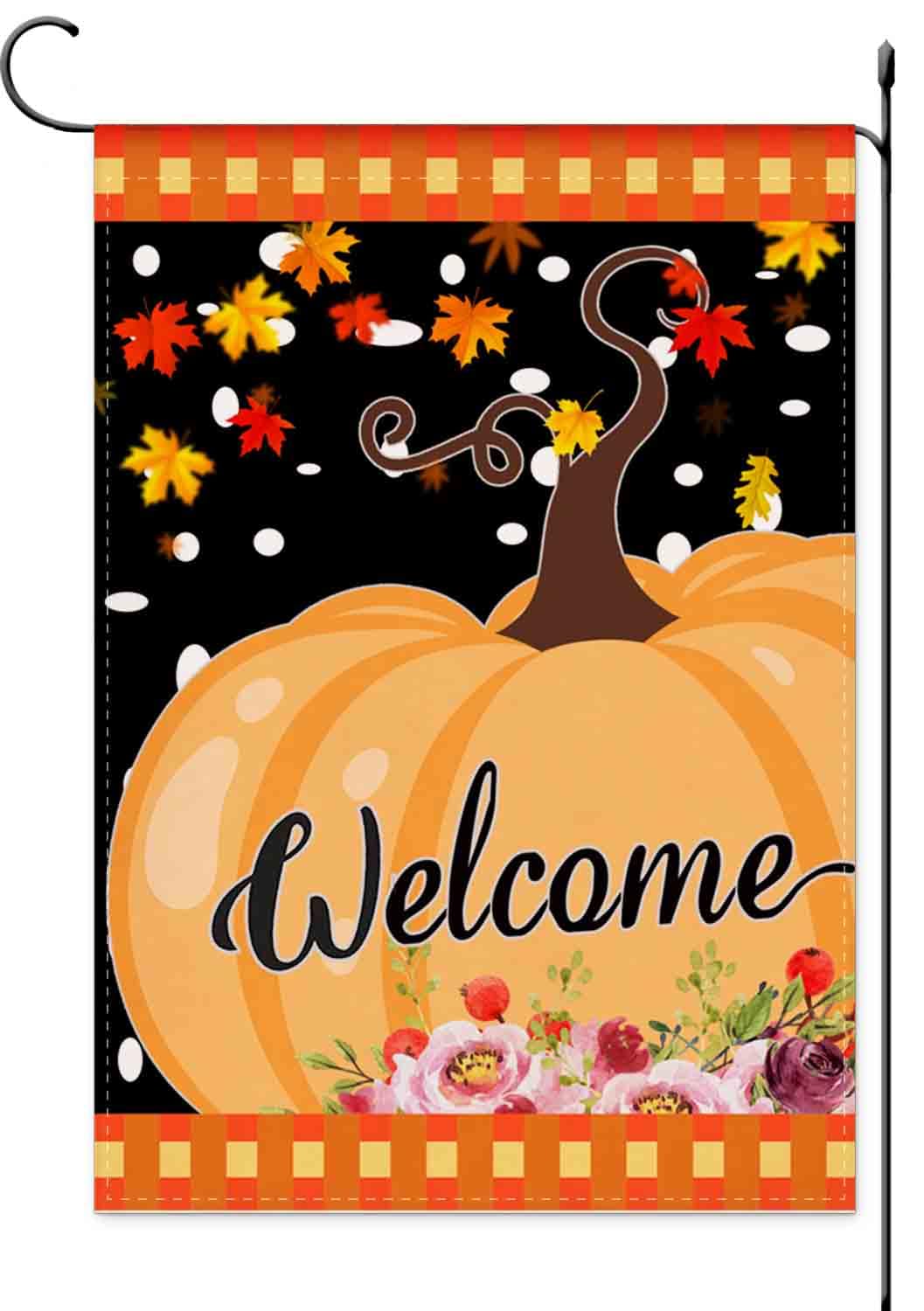 Amazon.com : Welcome Fall Garden Flag Autumn Pumpkin Thanksgiving Maple ...