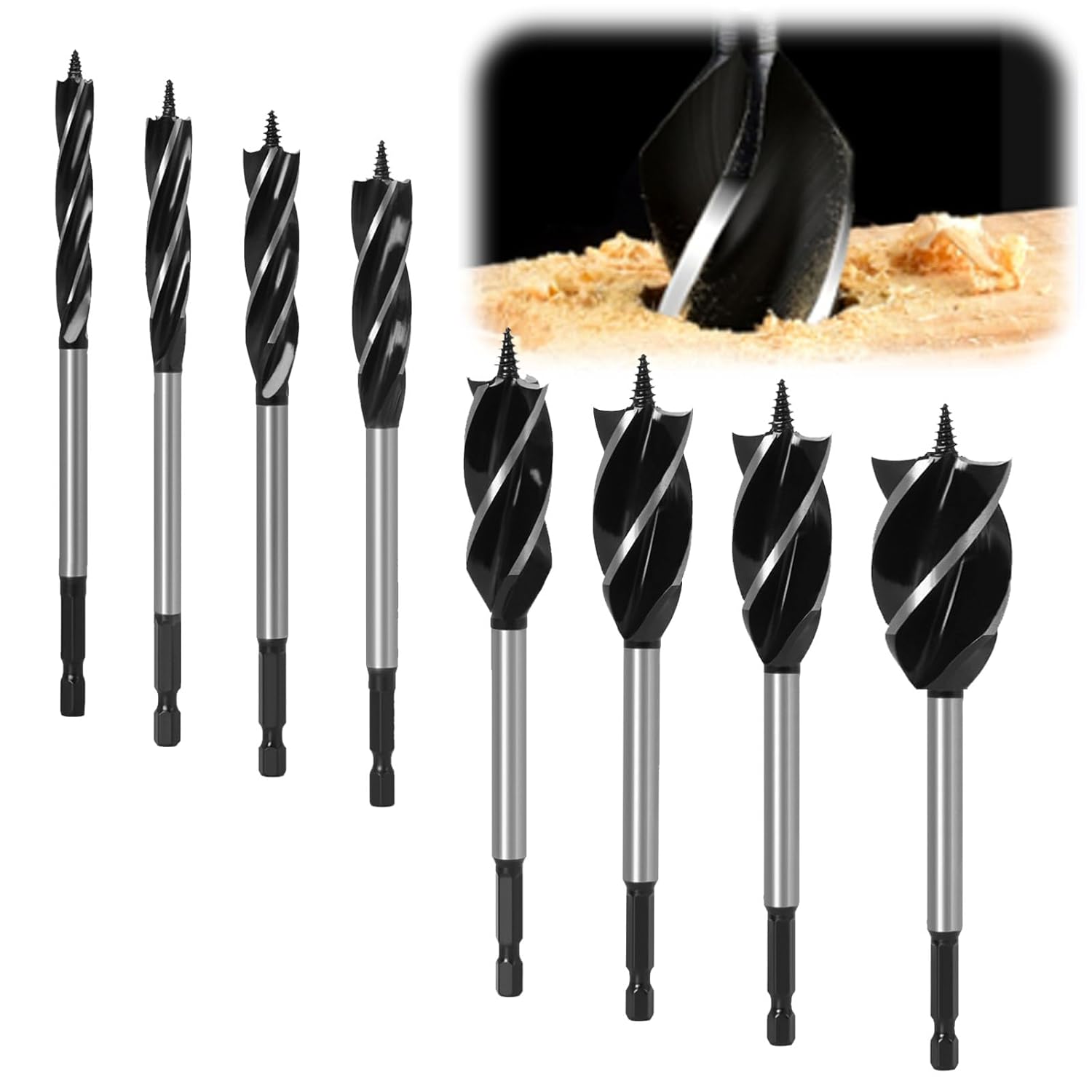 8 Stück Profi Holzbohrer Set, Holzbohrer Bohrer Set, Schneckenbohrer ...