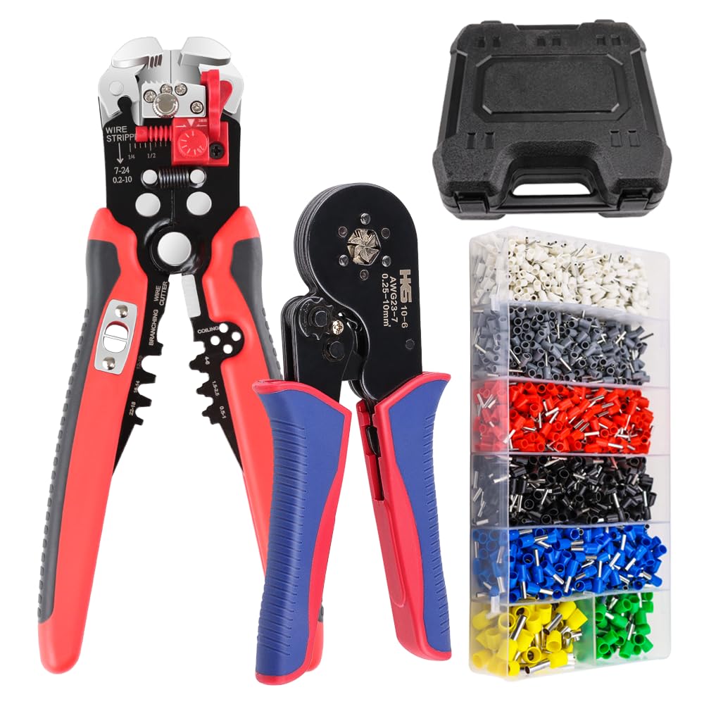 HKS Ferrule Crimping Tool Kit - Hexagonal Ferrule Crimper Plier (AWG 23 ...