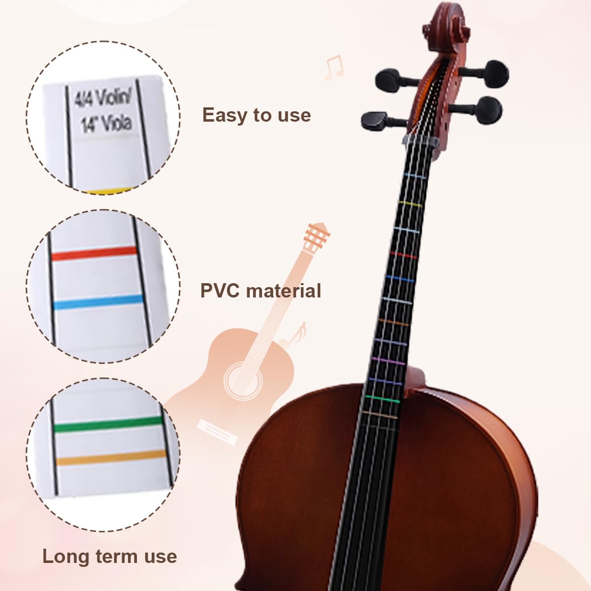 Snapklik.com : 2PCS 4/4 Clear Violin Finger Guide Finger Guide Position ...