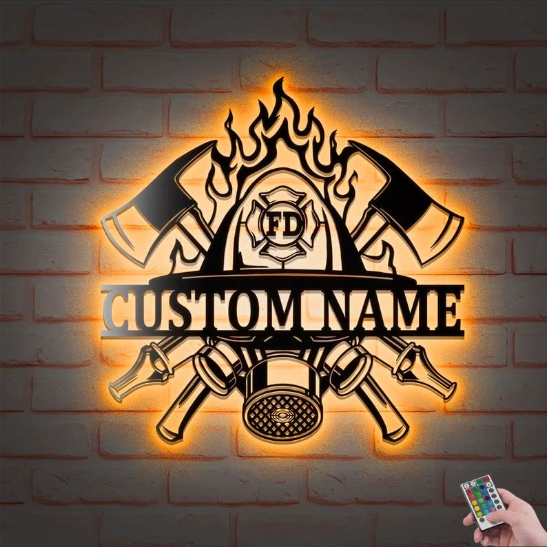 Amazon.com : Personalized Firefighter Metal Wall Art,Custom Fireman ...