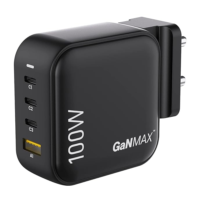 Ambrane 100W Charger Adapter, 4 Ports - 3 Type C & 1 USB for iPhone ...