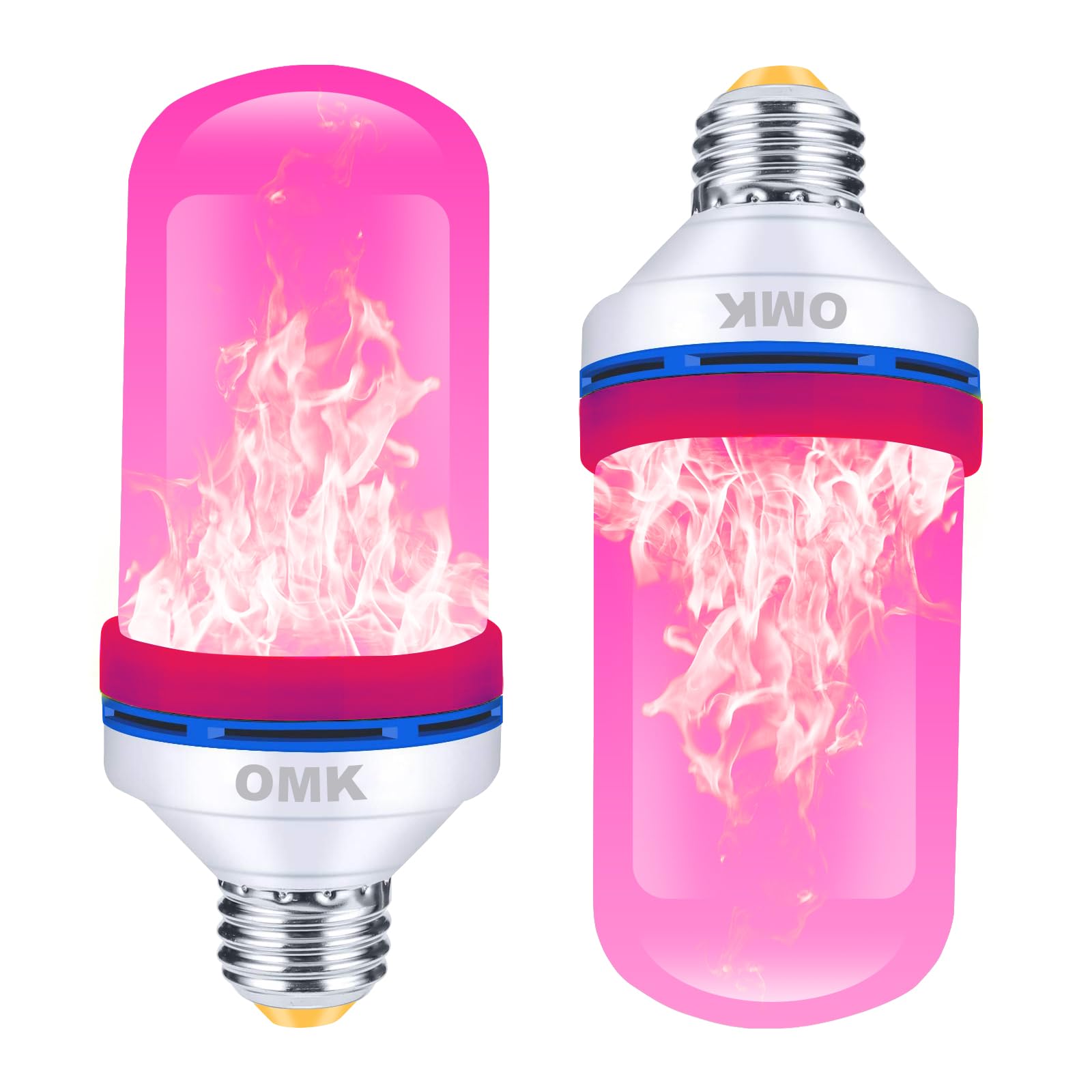 OMK 【Upgraded Pink Smaller LED Flame Light Bulbs - Flickering Light ...