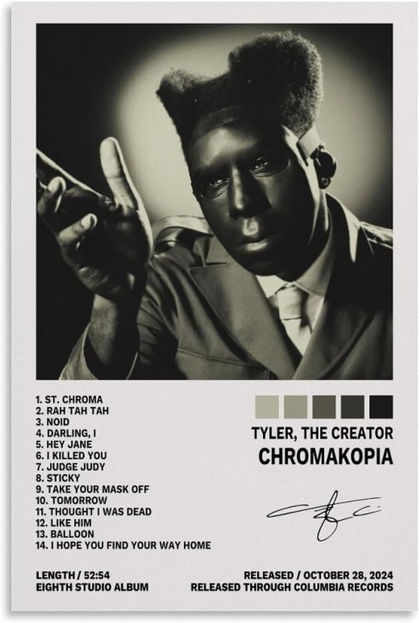 Amazon.com: Tyler Poster Chromakopia The Creator Canvas Poster for Room ...