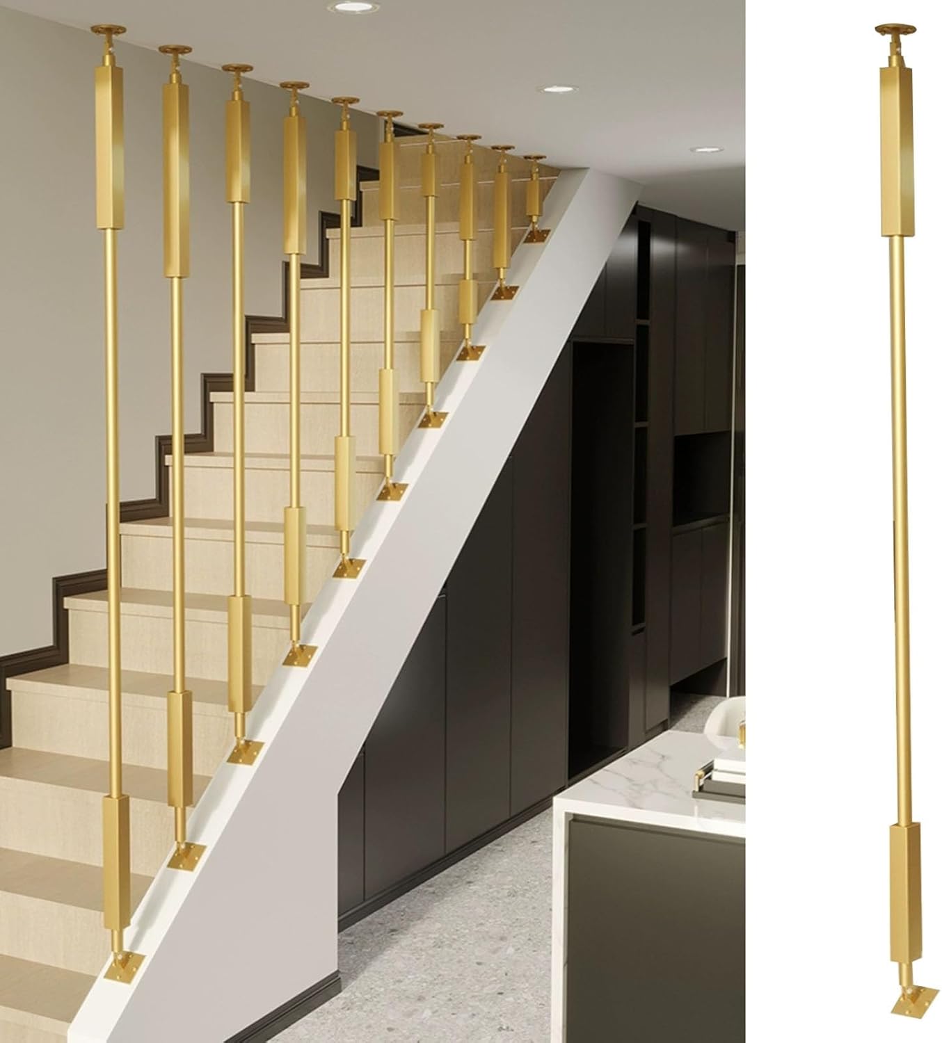 Amazon.com: Customizable Interior Staircase Balusters - White & Gold ...