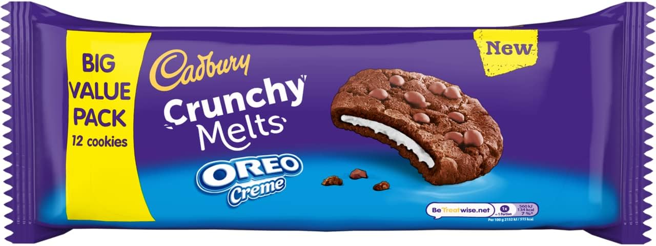 Cadbury Crunchy Melts Oreo Creme Chocolate Cookies, 312 g,Brown ...