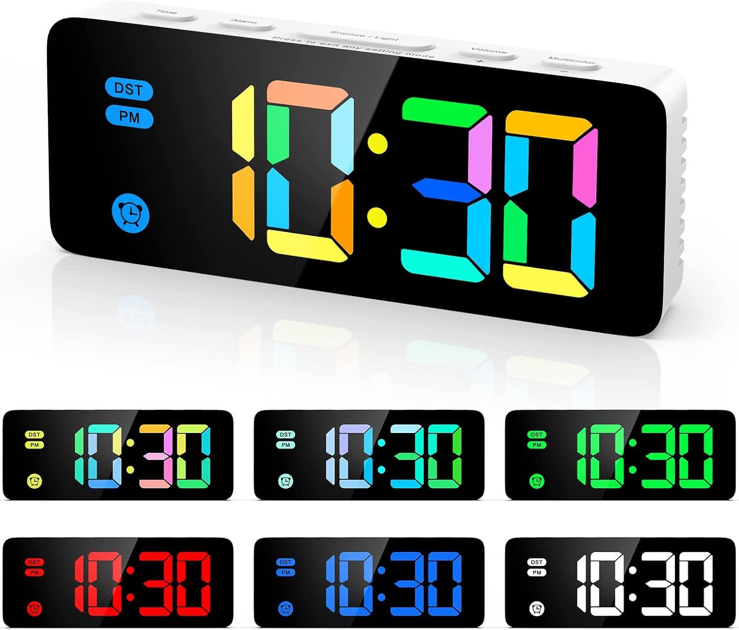 Amazon.de: ORIA LED Digitaler Wecker, 5.8'' Bunter LED Wecker, Uhr ...