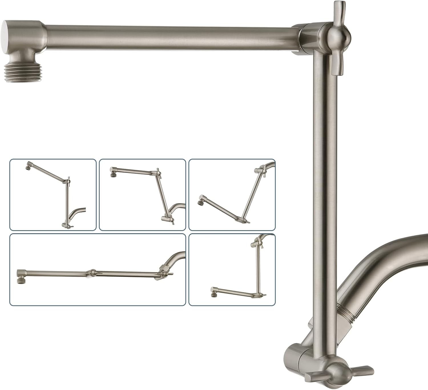 BRIGHT SHOWERS Brass Shower Arm Extender for Rain and Handheld Shower ...