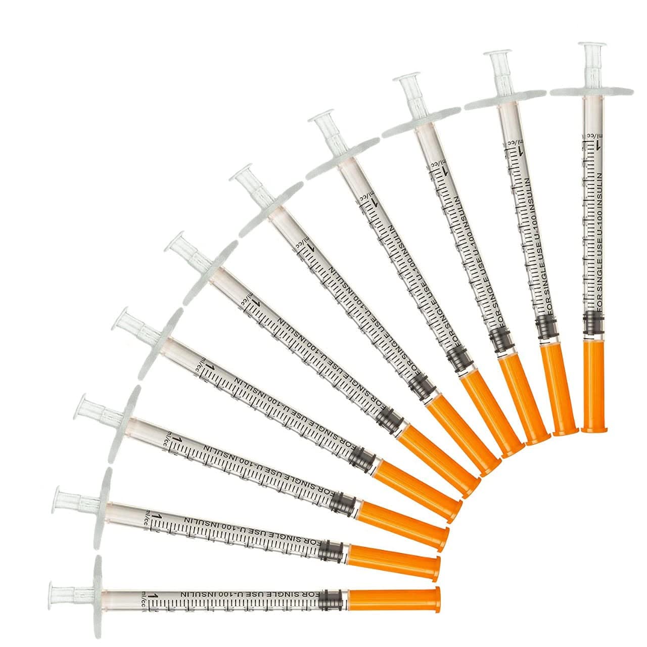 Buy 20/100 Pack 1ml 30G Plastic Sterile Syringe Multiple Uses, Insulin ...