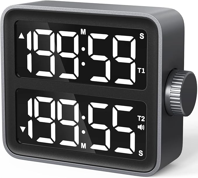 MeesMeek Dual Kitchen Timer - Dual Channels Countdown Stopwatch with ...