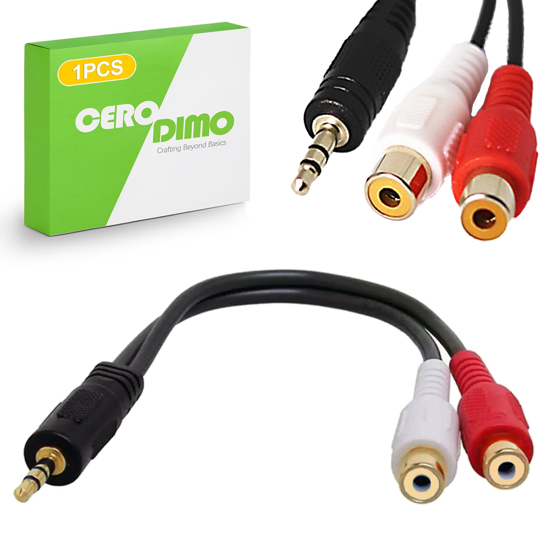 Amazon.com: CeroDimo RCA to 3.5mm Adapter - 1/8" to RCA Stereo Y ...