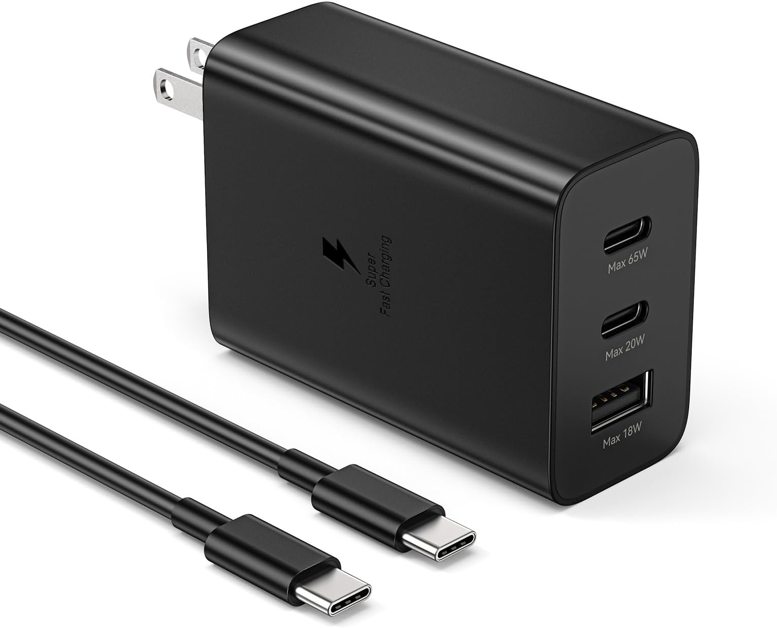 Amazon.com: GaN 65W USB-C Charger 3-Port Foldable Adapterfor MacBook ...