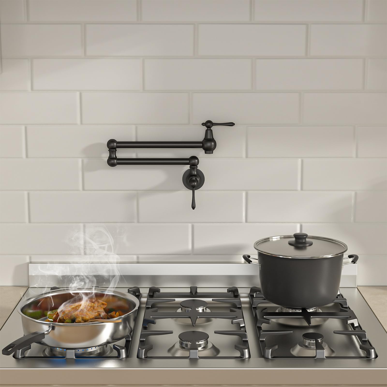 Snapklik.com : Lordear Black Kitchen Faucet Pot Filler,Commercial Wall ...