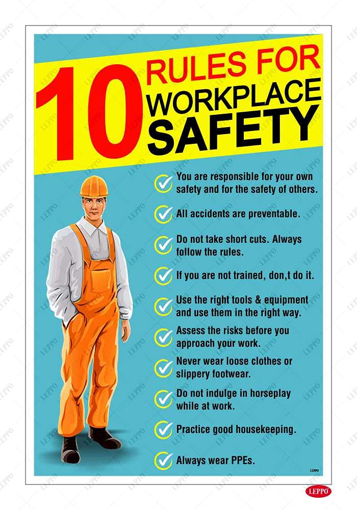 LEPPO Ten Rules For Workplace Safety Essential Warning Sign Self ...