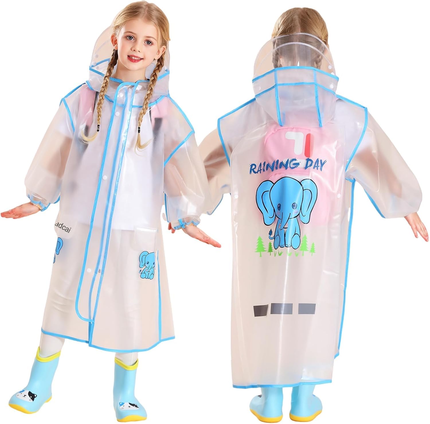 Amazon.com: Gcdadcai Rain poncho kids rain jacket raincoat for boys and girls - reusable EVA ...