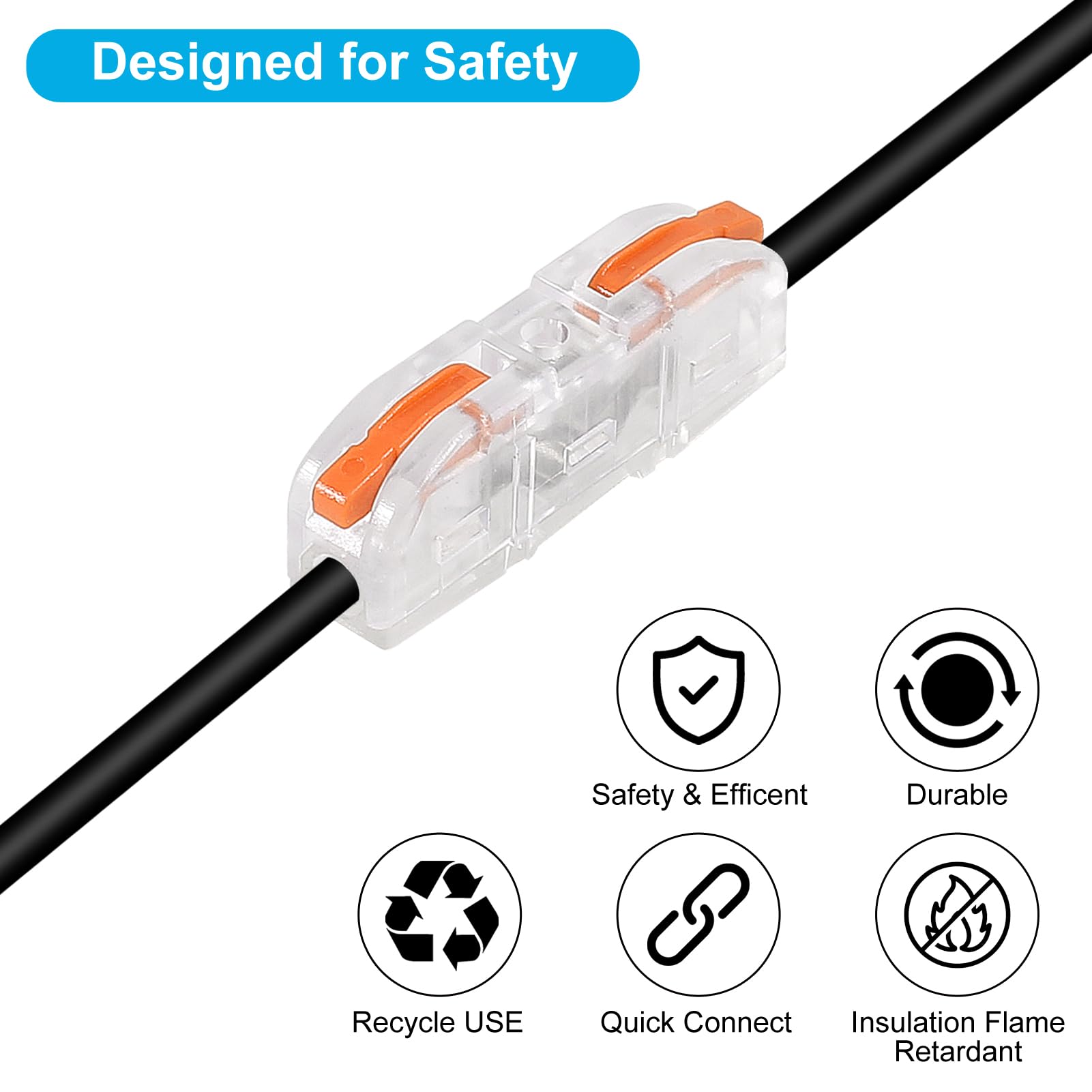 Snapklik.com : 20PCS Lever Nuts Wire Connectors, 1 To 1 Inline Electric ...