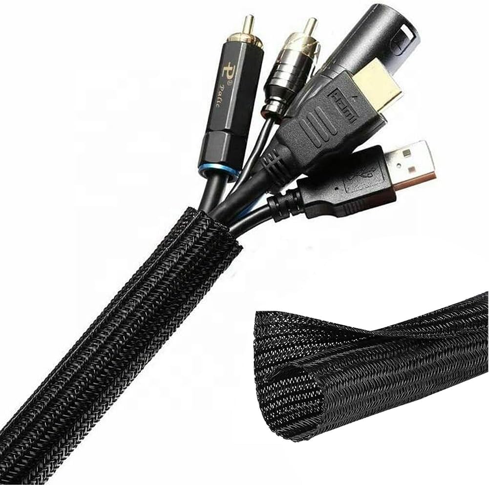 1/2"-10Ft Black Cable Tidy Sleeve, USB Cable Management, Cable Sleeve ...