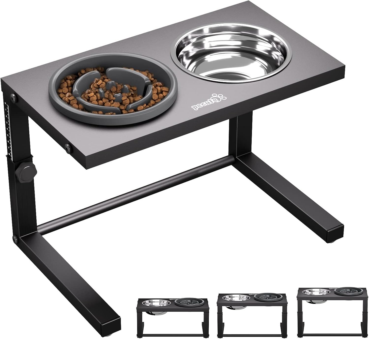 Amazon.com: Raised Slow Feeder Dog Bowls, Elevated Dog Bowls with Height Adjustable, Stainless ...