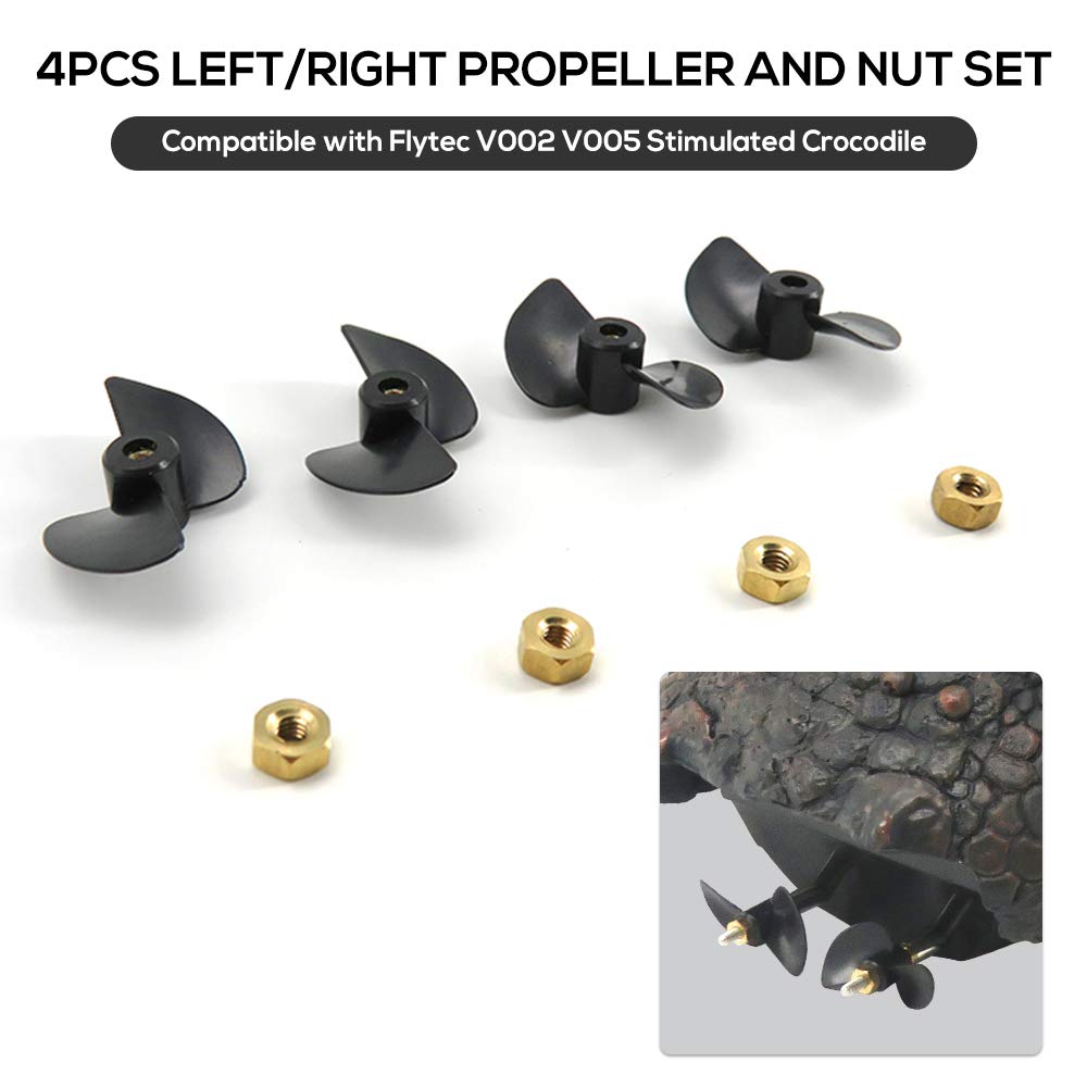 GoolRC 4PCS RC Boat Left/Right Propeller and Nut Set Compatible with ...