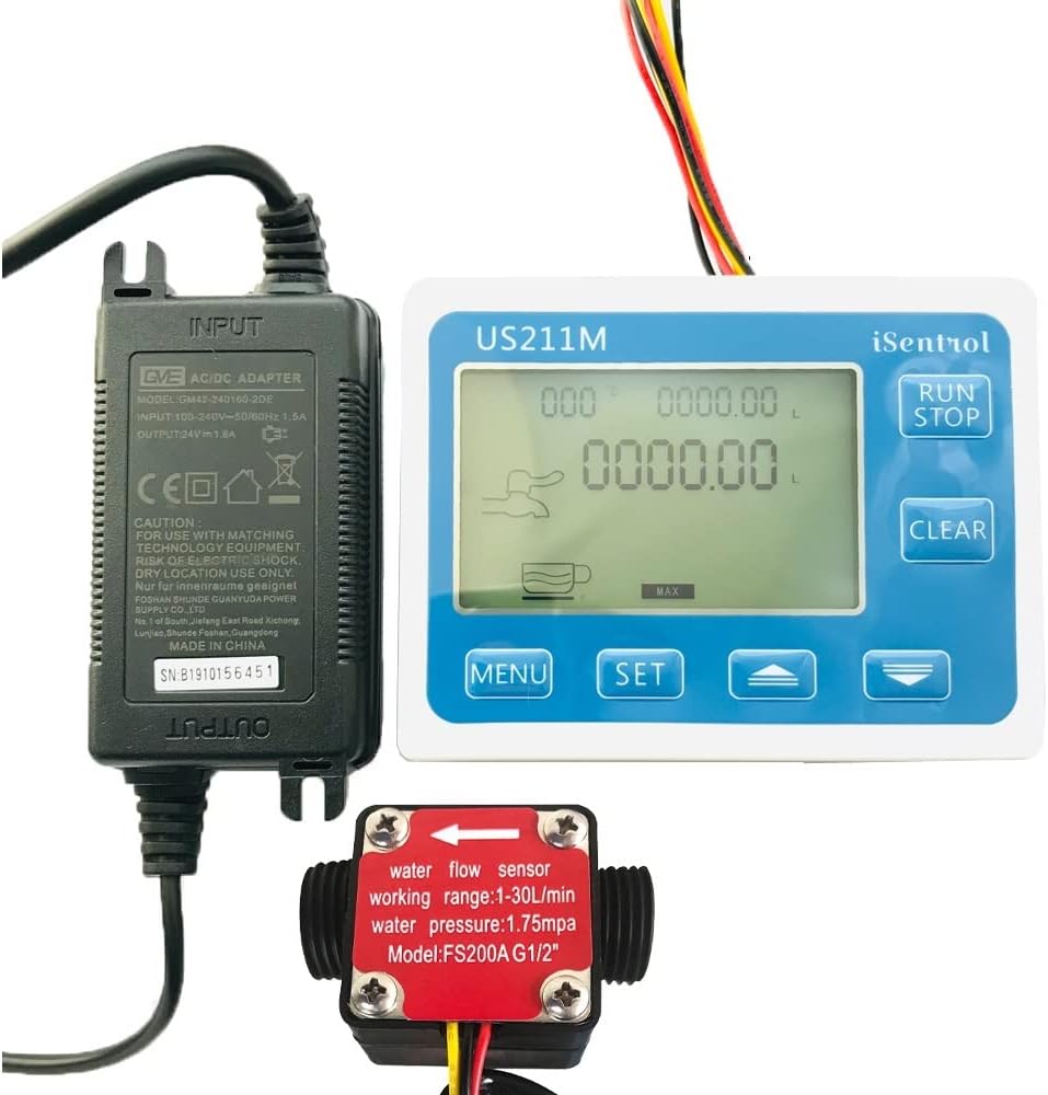 Amazon.com: Digital Flow Meter Totalizer Flow Measurement with Nylon ...