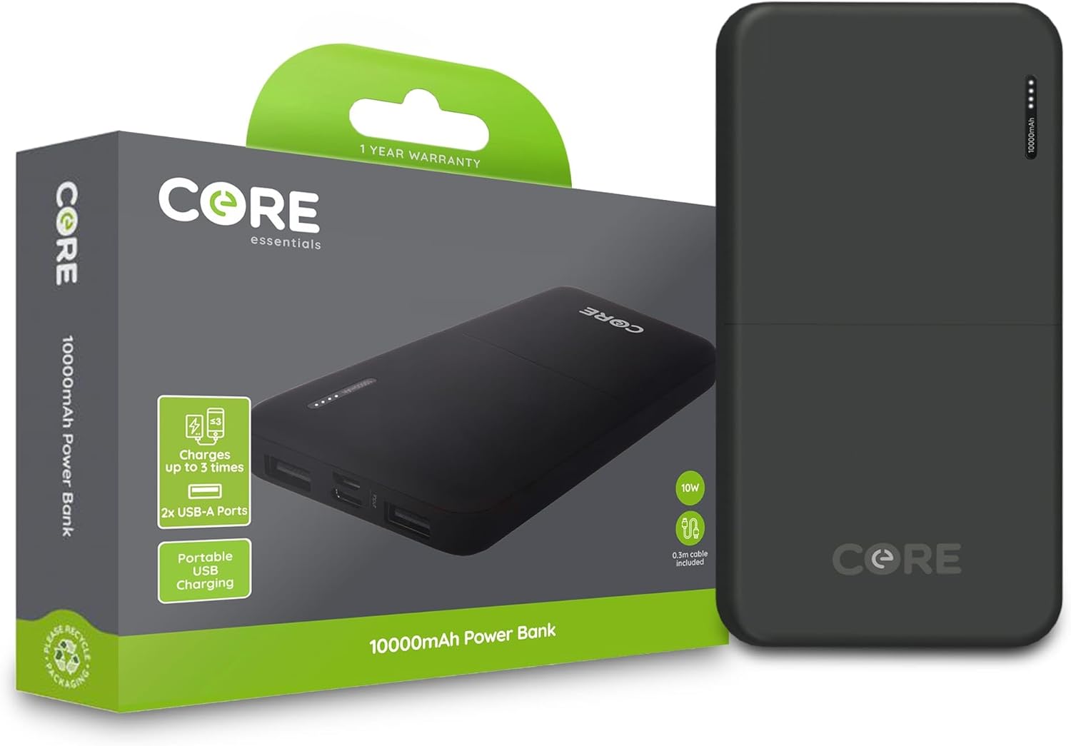 Core Essentials | Power Bank 10000mAh Portable Mobile Phone Charger ...