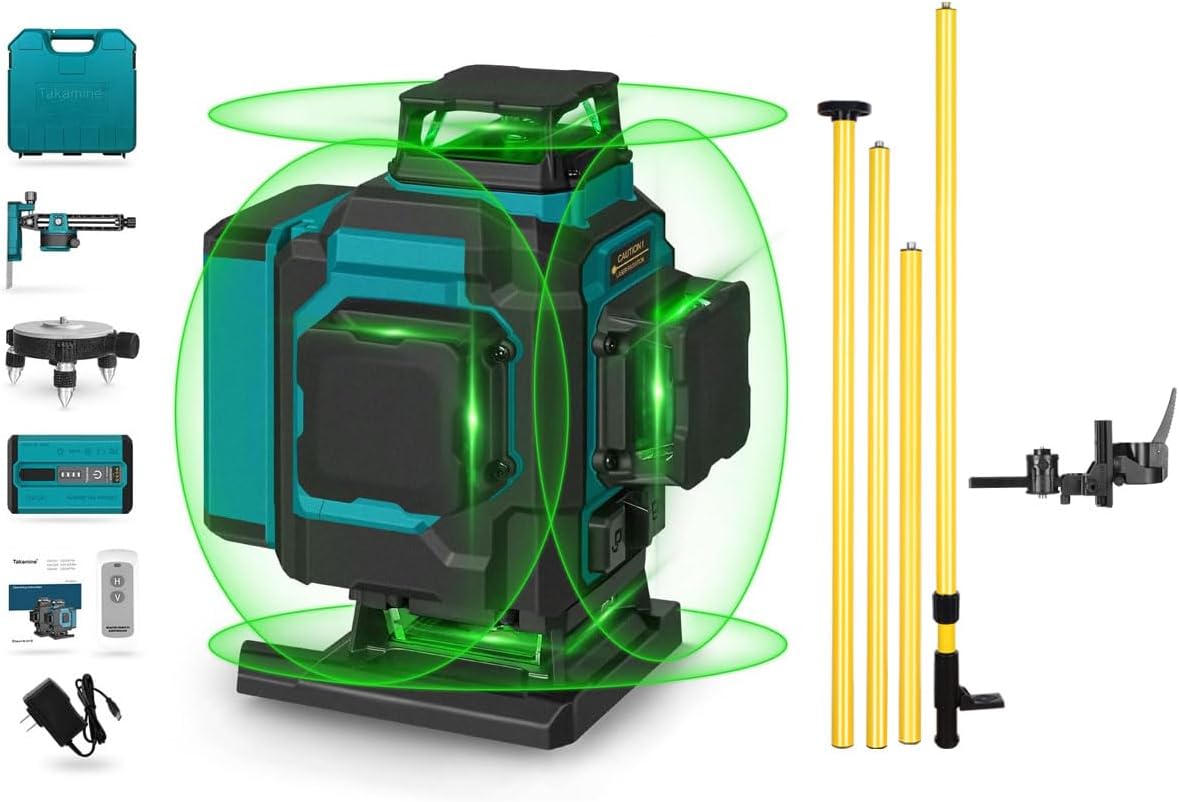 Takamine 16 Lines Green Laser Level Pro with a 14.4Ft./4.4m Telescoping Pole - Amazon.com