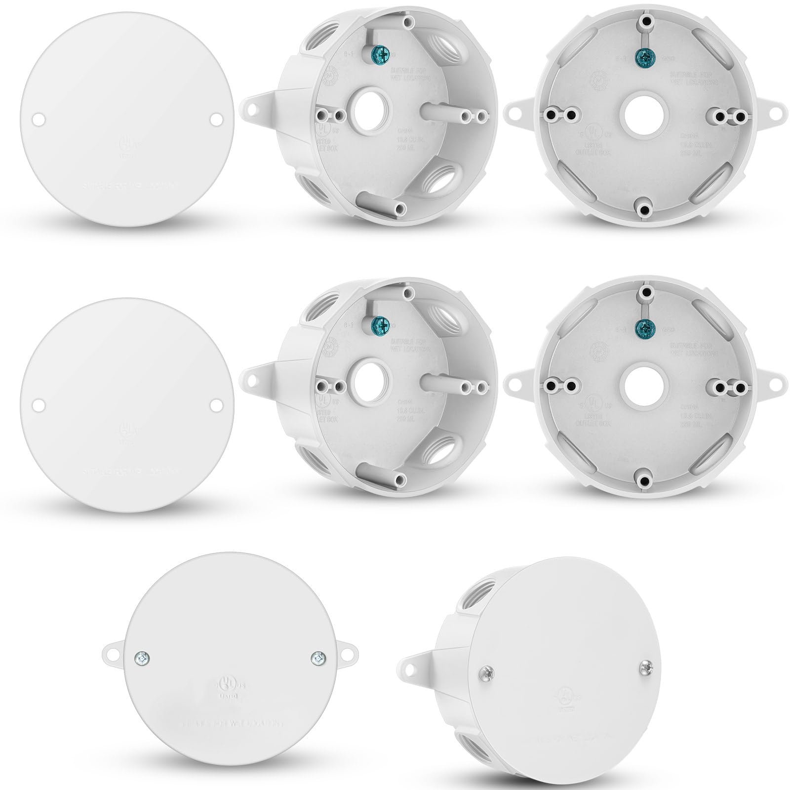 4 Inch Round Electrical Box 5 Hole 1/2 Inch Or 3/4 Inch Weatherproof