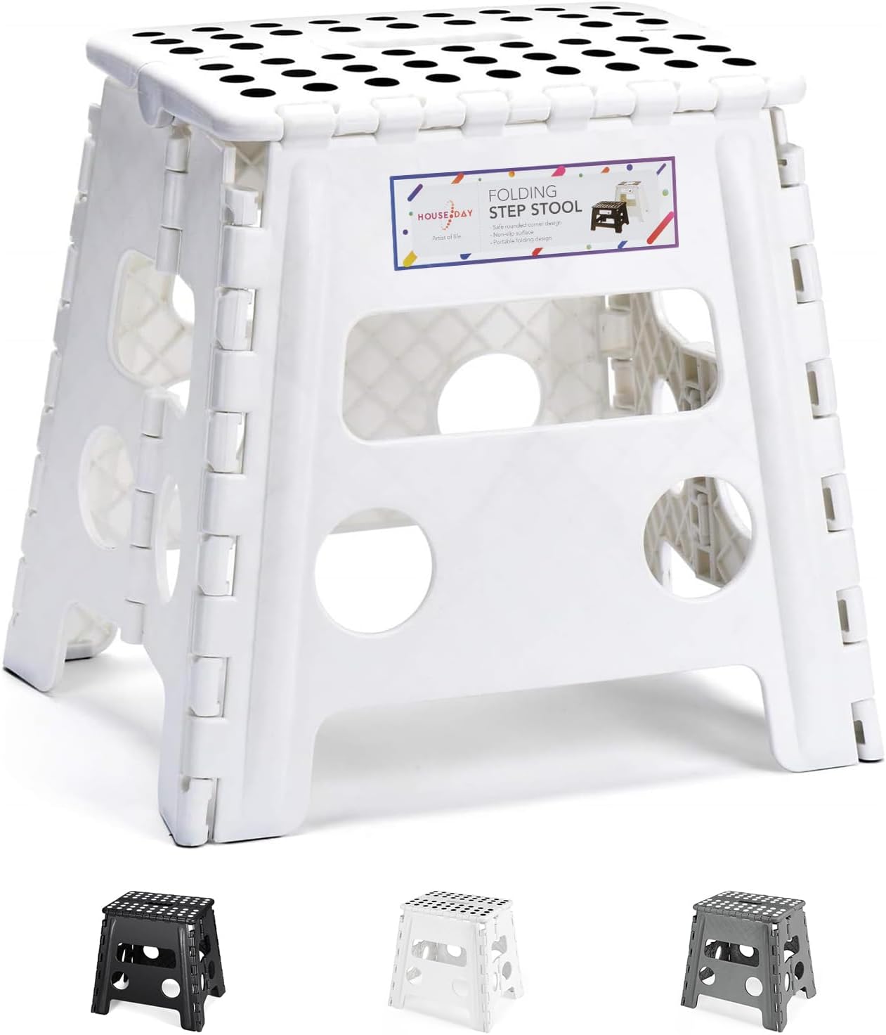 HOUSE DAY Folding Step Stool 13 inch(33cm) Height Medium Heavy Duty ...