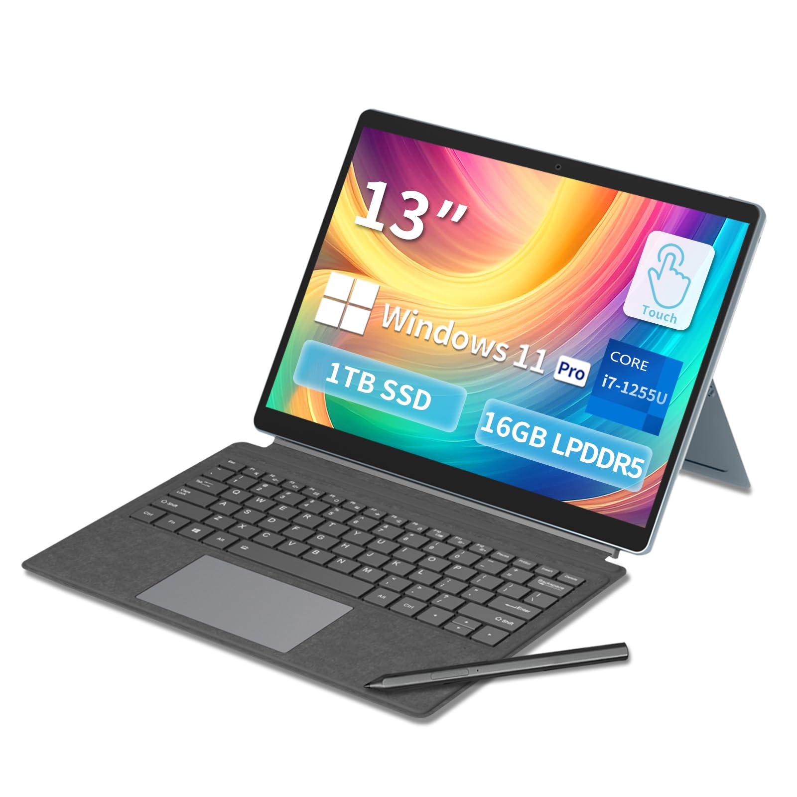 KUMNOSAL 13 inch 2 in 1 Laptop, PC Laptop I7 1255U, 16GB LPDDR5 1TB ...