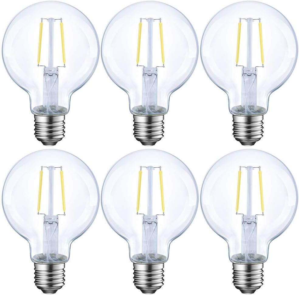 LED 4.5W G25 Clear Globe Filament Light Bulb, 40W Equivalent, 470 ...