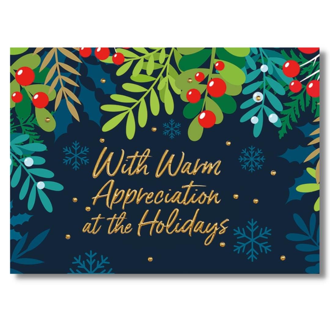 Amazon.com : 25 Employee Holiday Cards - Garland Appreciation Design ...
