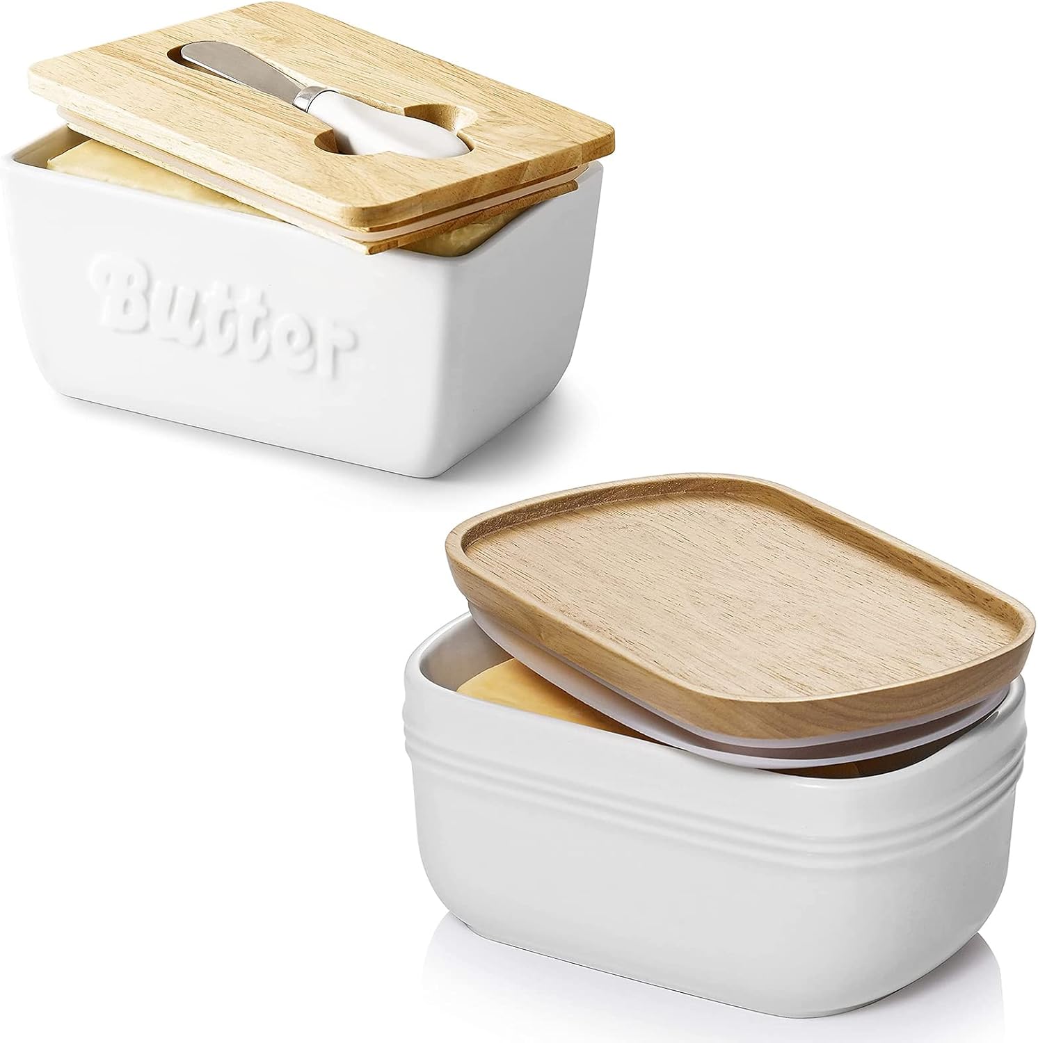 Amazon.com | DOWAN Large Butter Dish with Knife & Farmhouse Butter ...