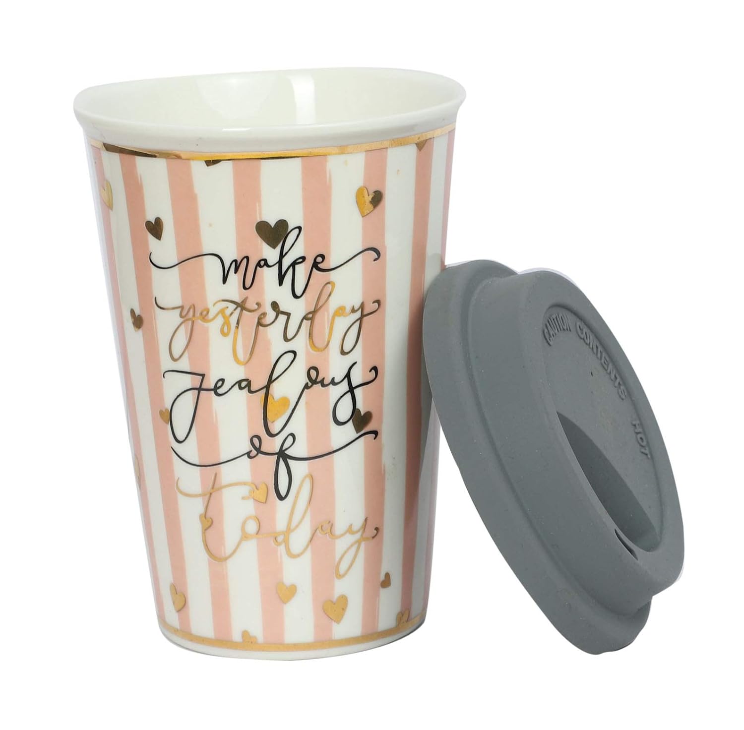 Buy Ceramic Coffee & Tea Sipper with Leakproof Silicone Lid 450ML (LINE ...