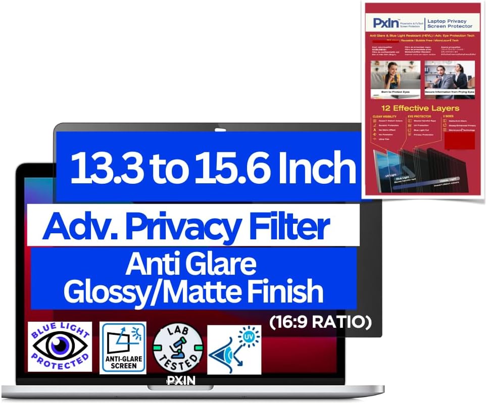 PxIn 13.3 to 15.6 Inch Laptop UV Rays Screen Protector inbuilt Adv ...