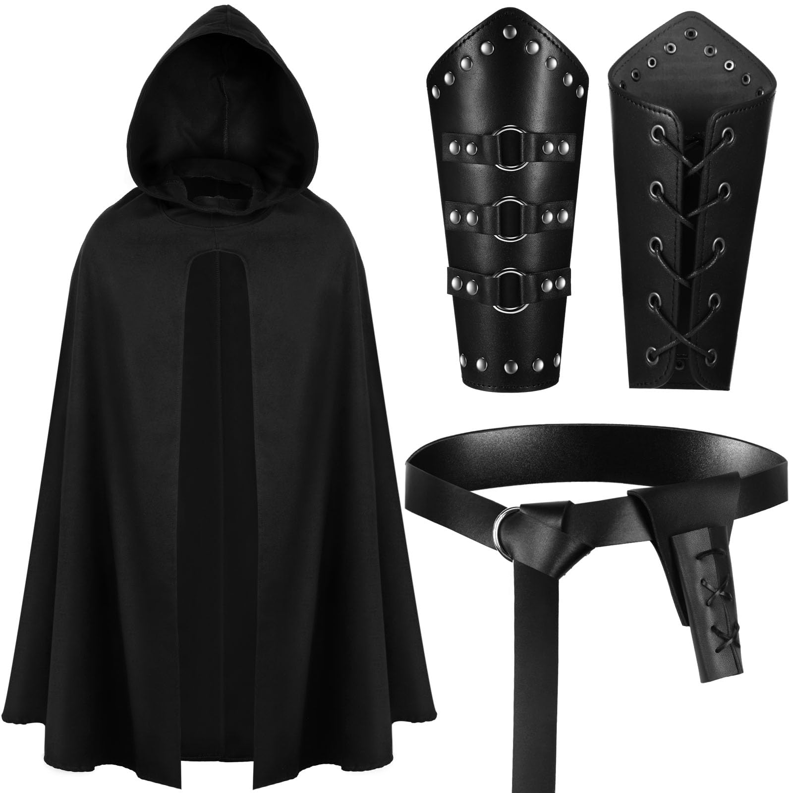 Toulite 5 Pcs Halloween Renaissance Costume Men Medieval Hooded Cape ...