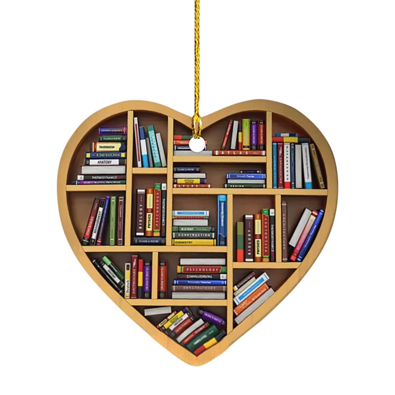 Amazon.com: Totruning Book Lovers Heart Shaped Bookshelf Pendant ...