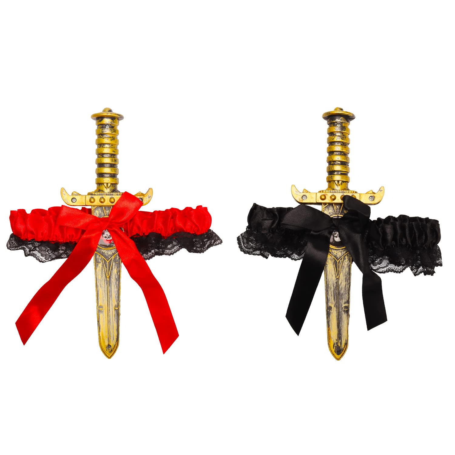 Amazon.com: 2 Pcs Bow Garter with Pirate Dagger Lace Bow Leg Ring Sword ...