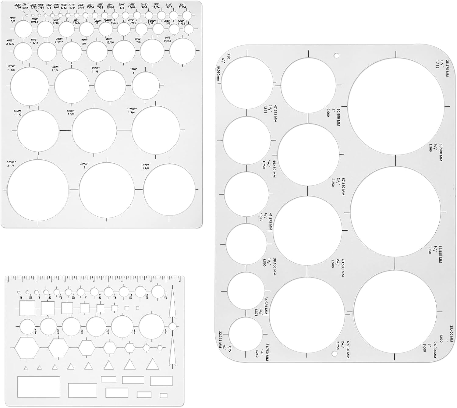 Abeillo 3Pcs Circle Template, Circle Stencils for Drawing, Plastic ...