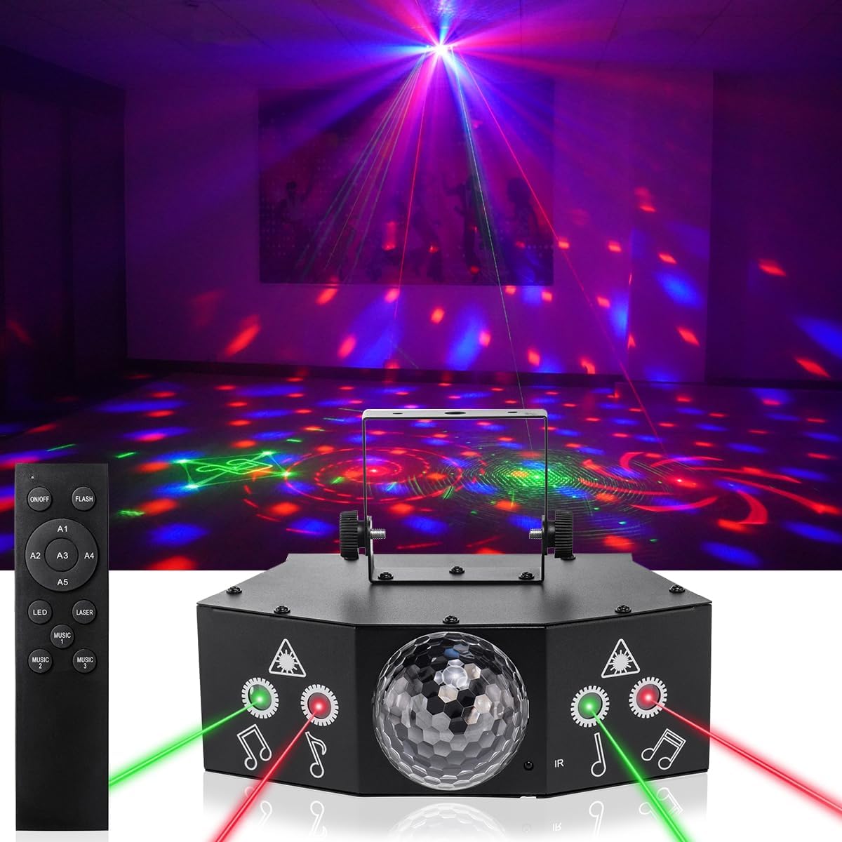 Amazon.com: LAUCNPTY DJ Disco Ball Party Lights with DMX512 and Sound ...