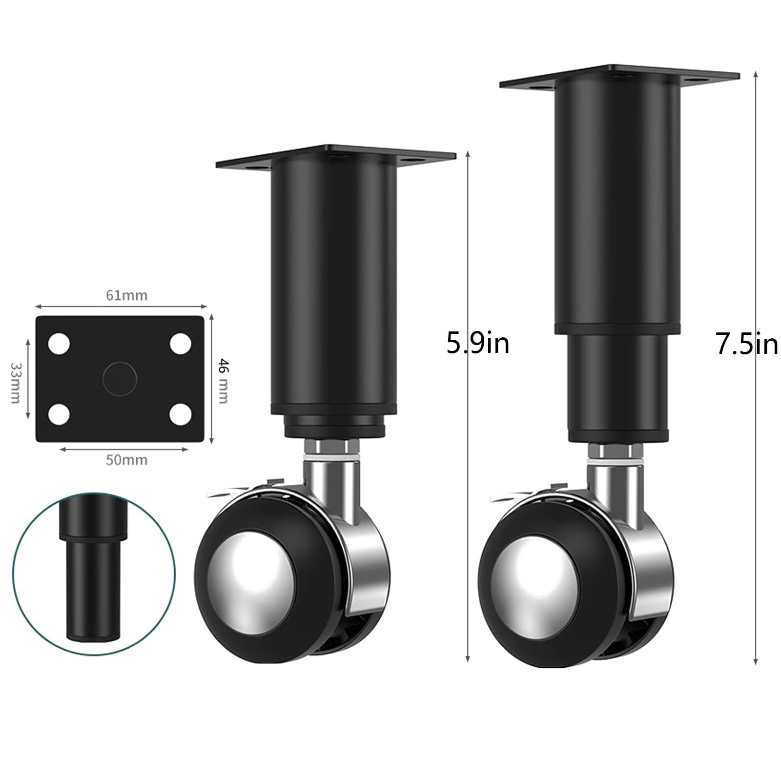 Snapklik.com : Casters Leveling Feet Wheels Casters Retractable For ...
