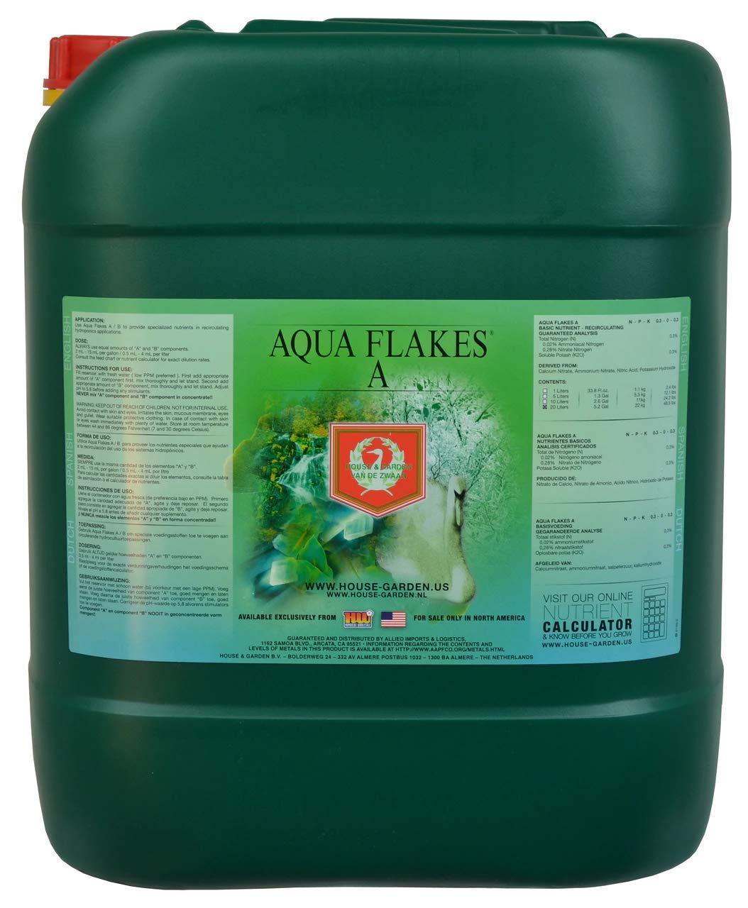 Amazon.com : Aqua Flakes Part A - 20 Liter : Hydroponic Fertilizers ...