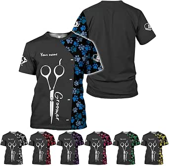 Amazon.com: Tinoshop Personalized Dog Grooming 3D Shirt, Custom Pet Spa ...
