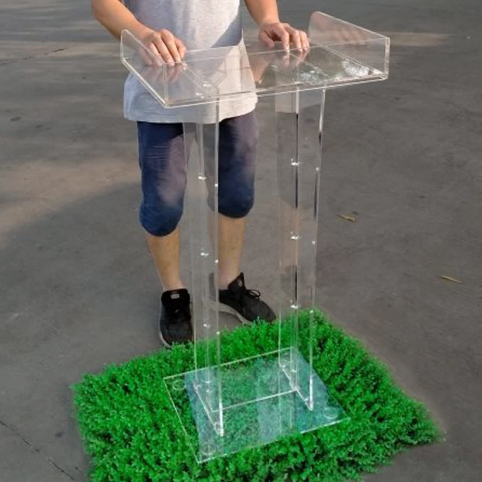 Buy Acrylic Lectern Podium, Transparent Podium Stand with Edge Guard ...