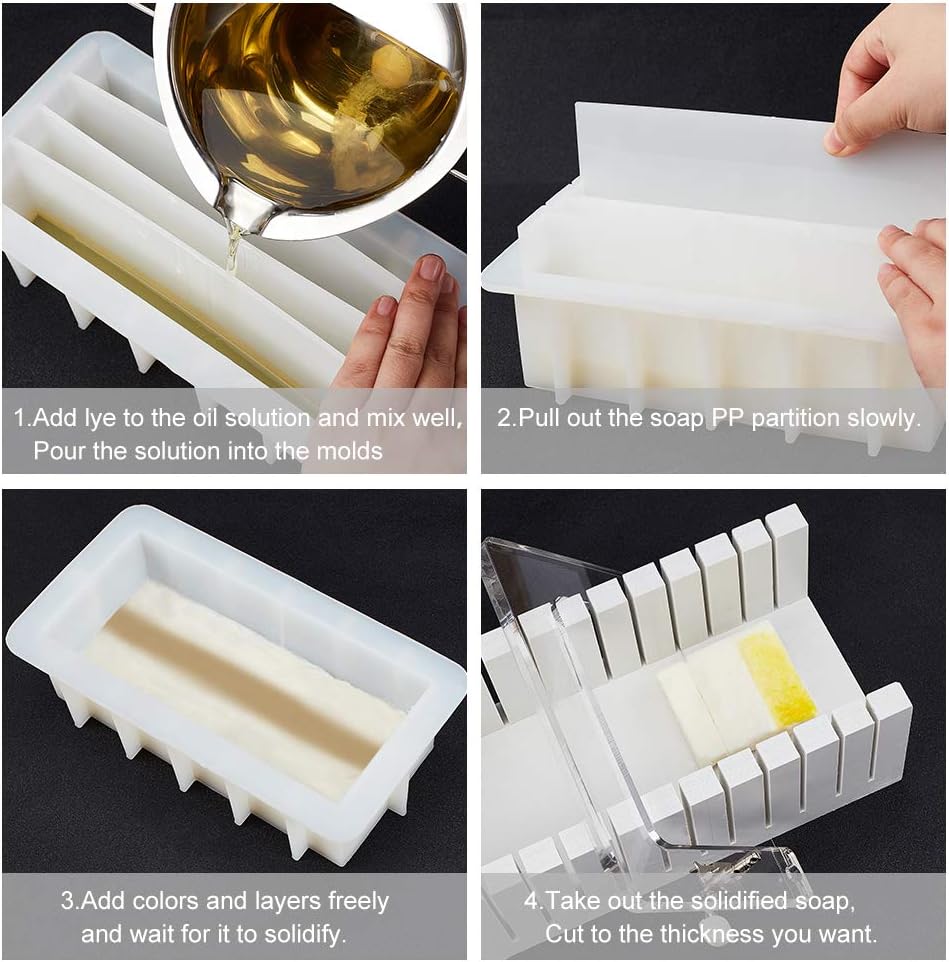 PandaHall 1 Pack 5pcs Silicone Loaf Soap Mold Dividers Plastic ...