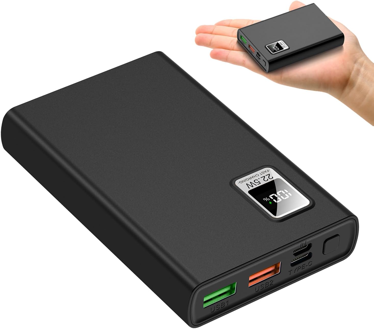 Small Power Bank 10000mAh, 22.5W Fast Charging Mini Portable Charger ...